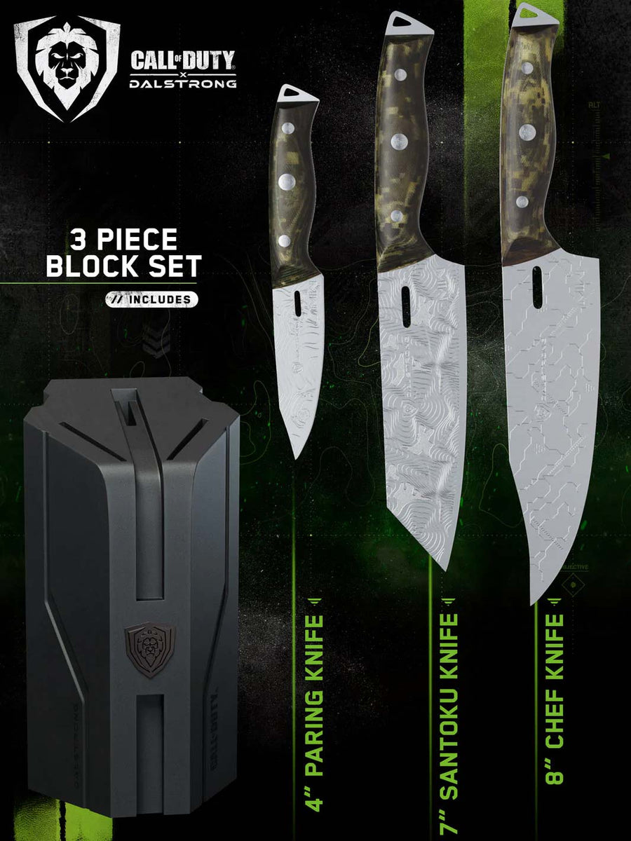 3-Piece Knife Set with Block | Call of Duty © Edition | Rubberwood Kni ...